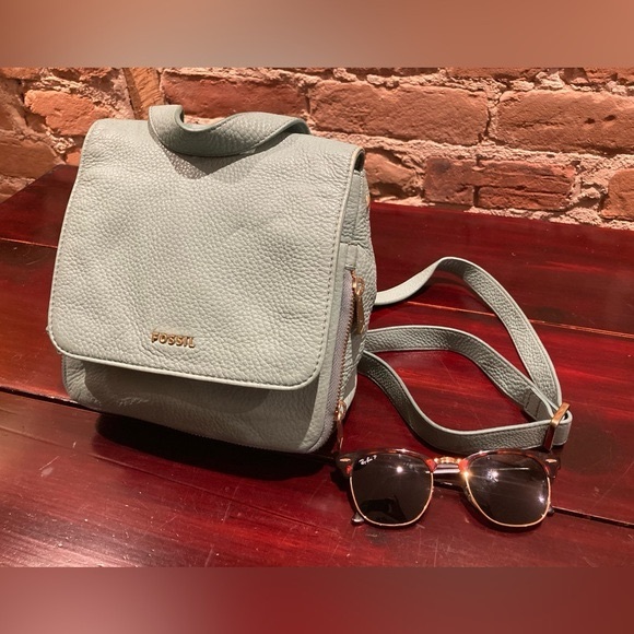 Bags | Fossil Mint Green Blue Backpack | Poshmark
